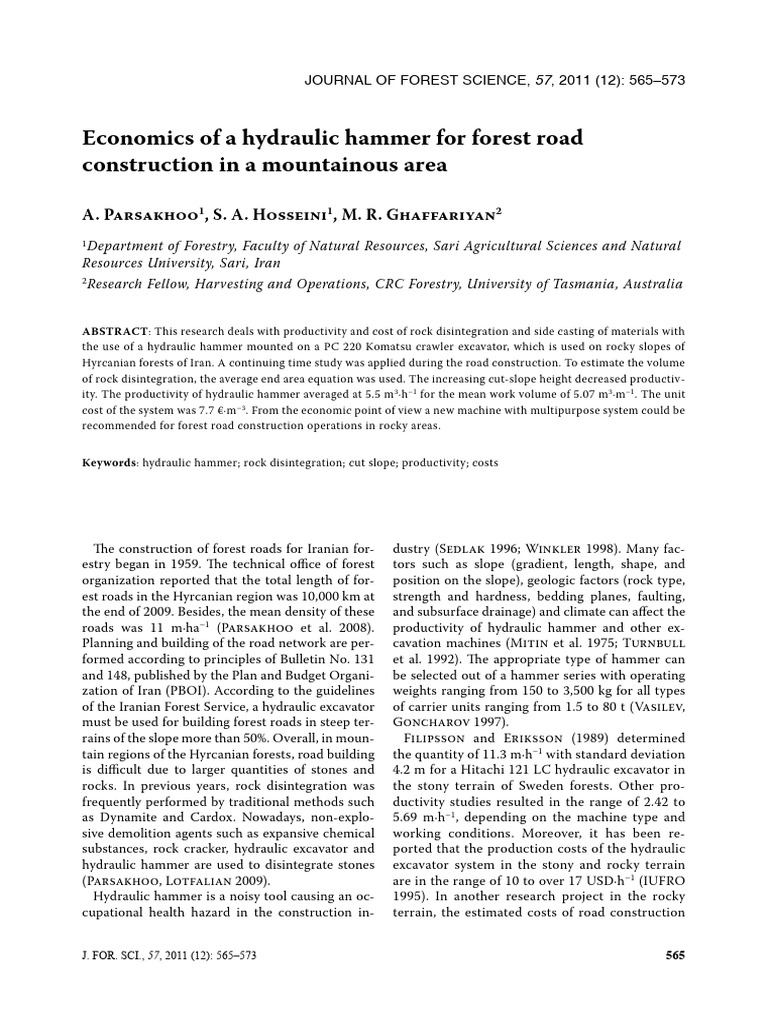 Economics of A Hydraulic Hammer For Fore | PDF