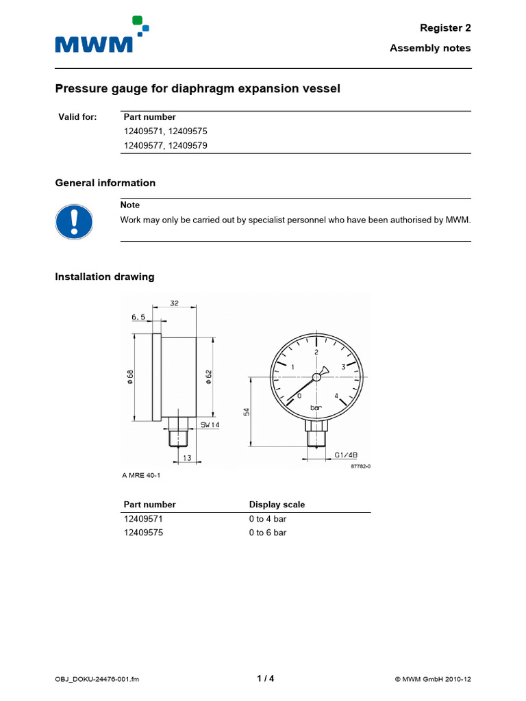 Pressure Gauge Assembly Notes | PDF | Pressure Measurement | Pressure