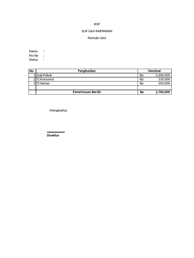 Draft-Slip Gaji Karyawan | PDF
