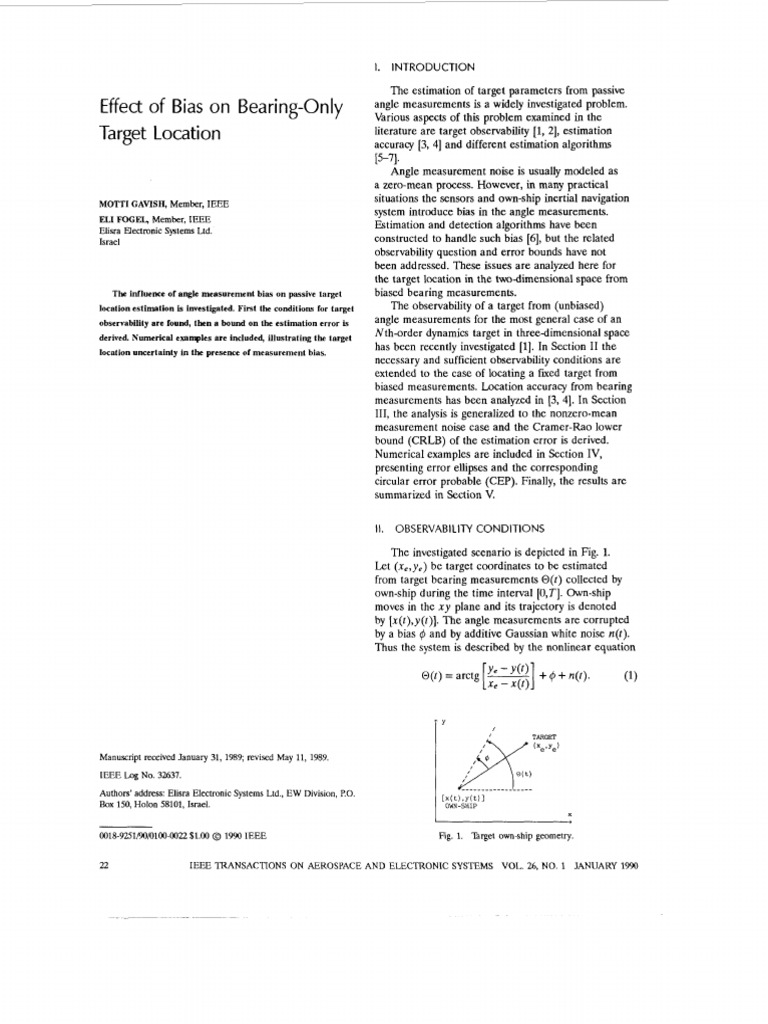 Bias Impact on Bearing-Only Target Estimation | PDF | Estimator | Bias ...