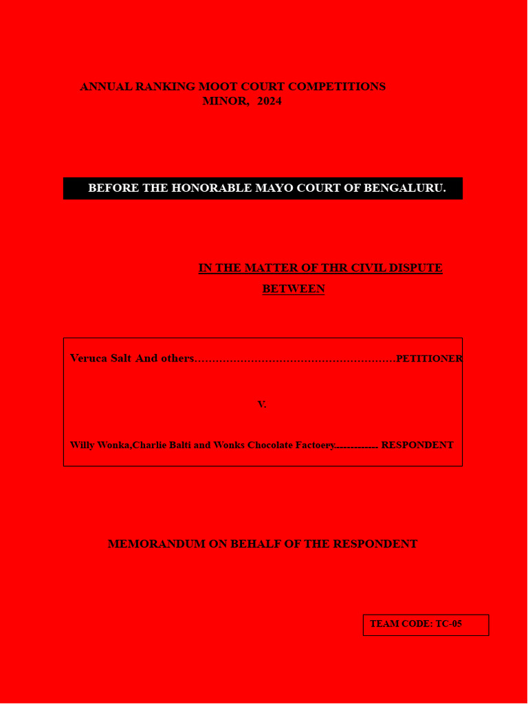 Memorial For Respondent FINAL | PDF | Legal Liability | Negligence