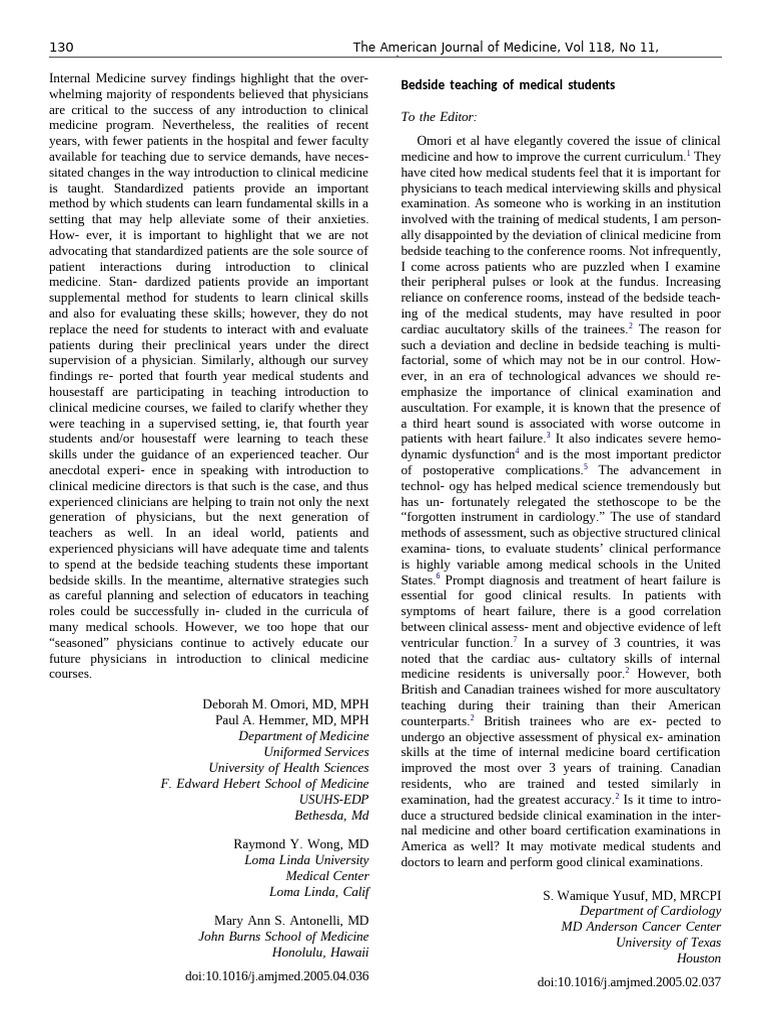 Bedside Teaching of Medical Students | PDF | Medical School | Medicine