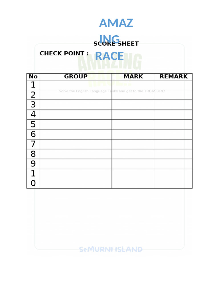 Amazing Race Participants Form | PDF