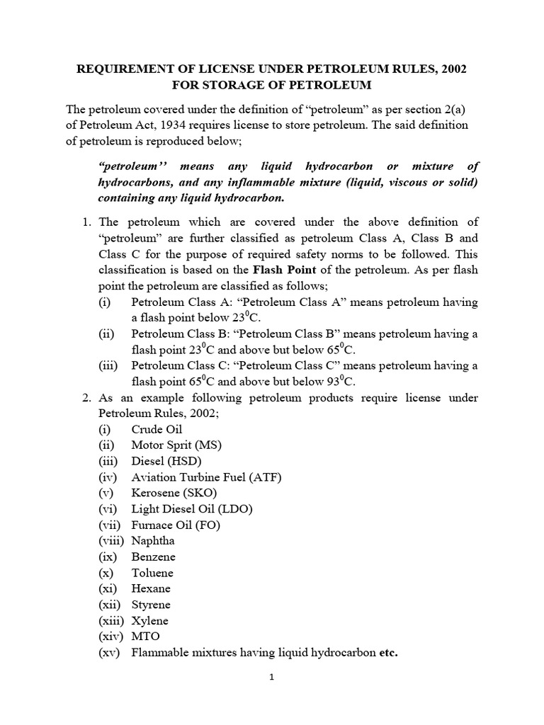 Petroleum Storage License Requirements | PDF | Petroleum | Oil
