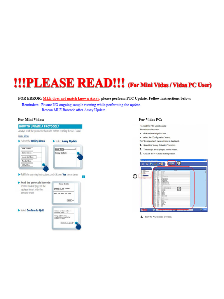 Mini Vidas Test Update Instructions | PDF
