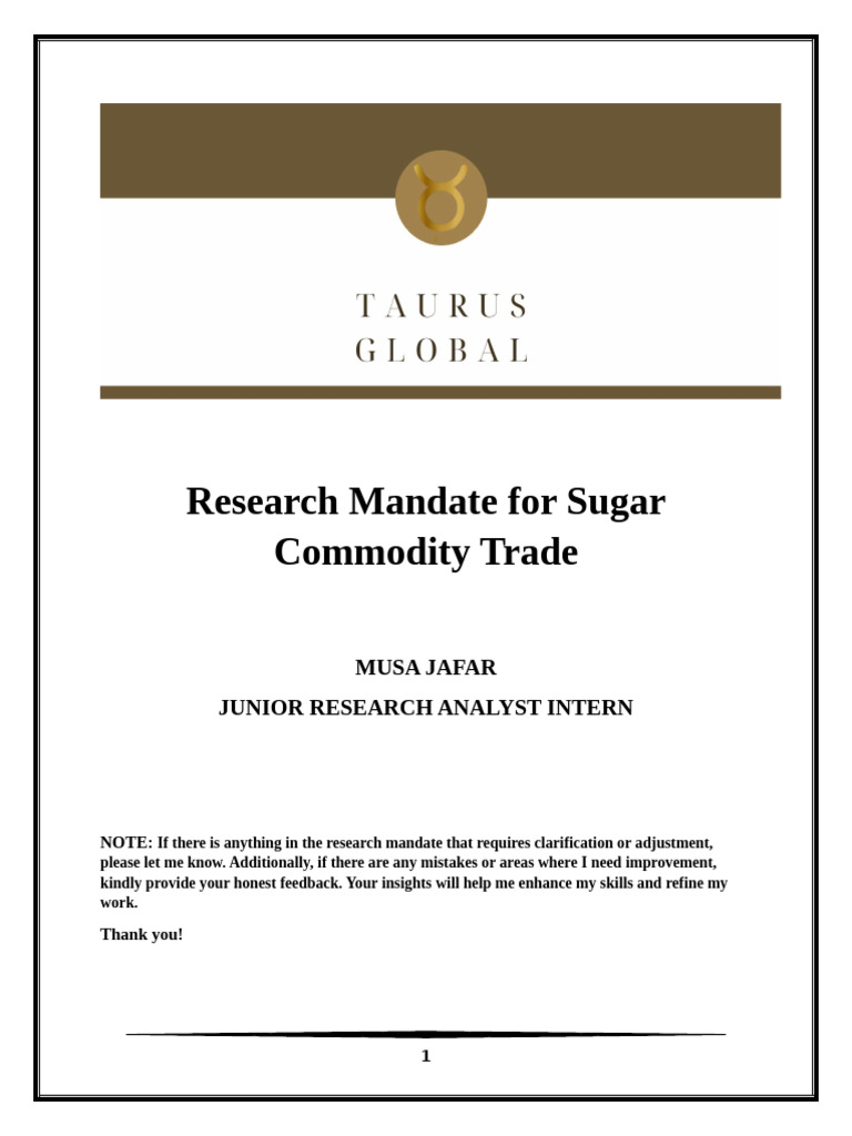 Research Mandate For Sugar Commodity Trade | PDF | Exports | Diet ...