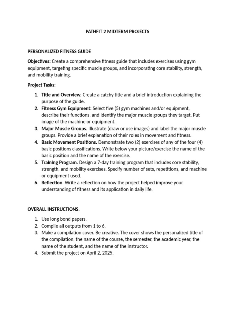 Pathfit 2 Midterm Project | PDF | Physical Fitness | Cognitive Science