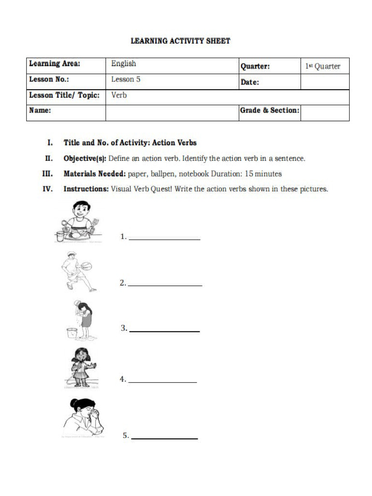 Actionverb WS 1 | PDF