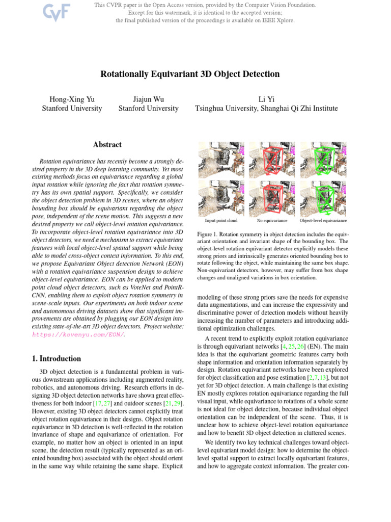 Yu Rotationally Equivariant 3D Object Detection CVPR 2022 Paper | PDF | 3 D Computer Graphics ...