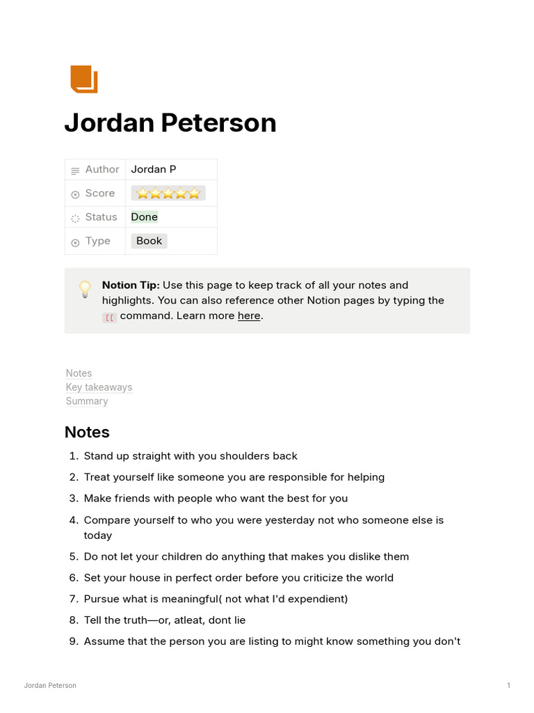 Key Lessons from Jordan Peterson's Book | PDF