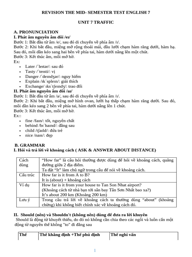 De Cuong On Tap Giua K Anh Van 7-HK2 | PDF