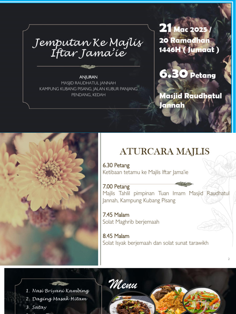 Iftar Jamaie - Masjid R. Jannah | PDF