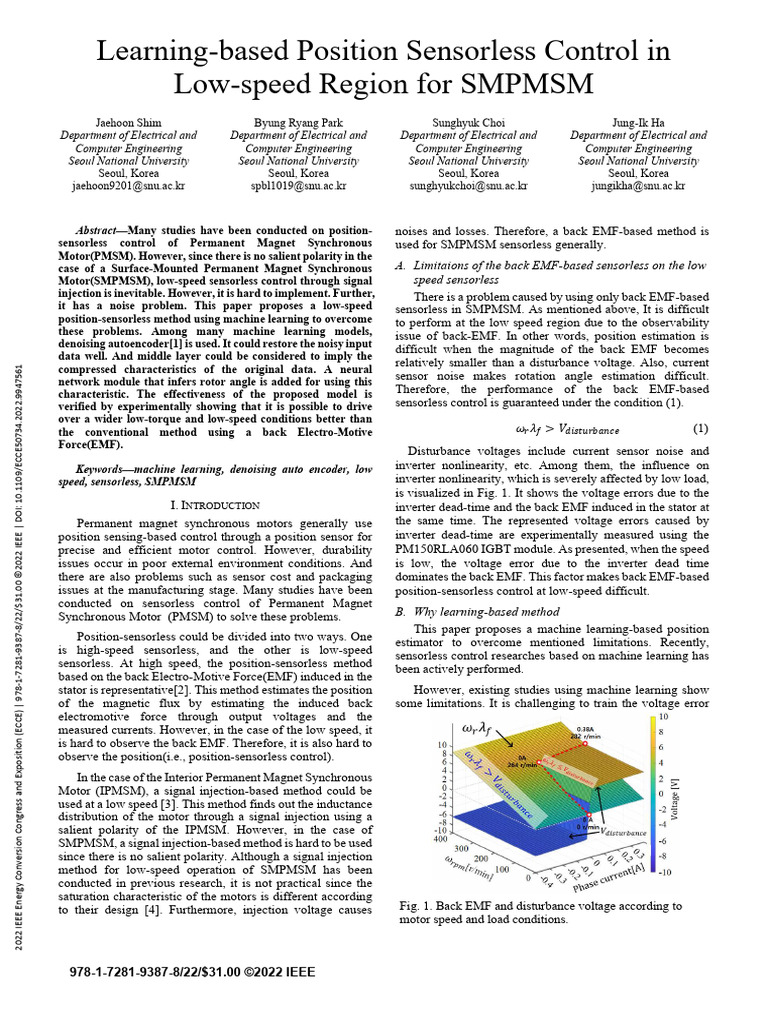 Learning-Based Sensorless Control for SMPMSM | PDF | Electric Motor ...