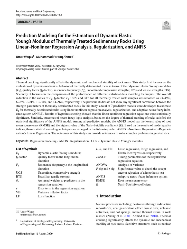 3-Prediction Modeling For The Estimation of Youngs Modulus | PDF | Young's Modulus | Regression ...