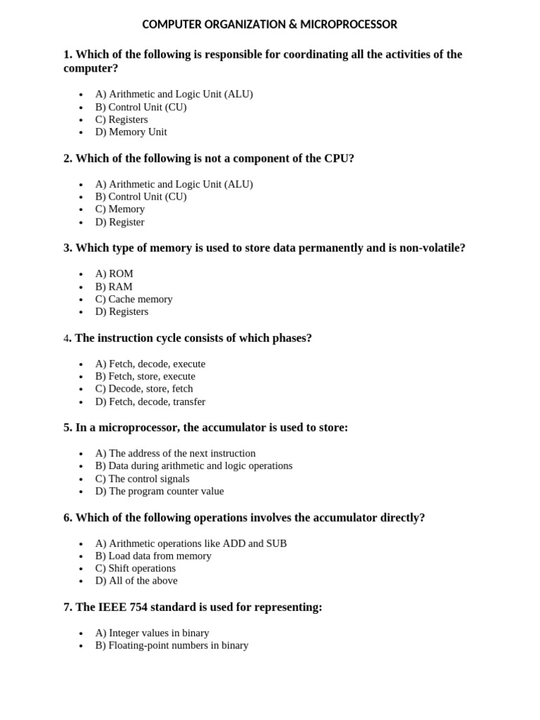 Computer Organization MCQ | PDF