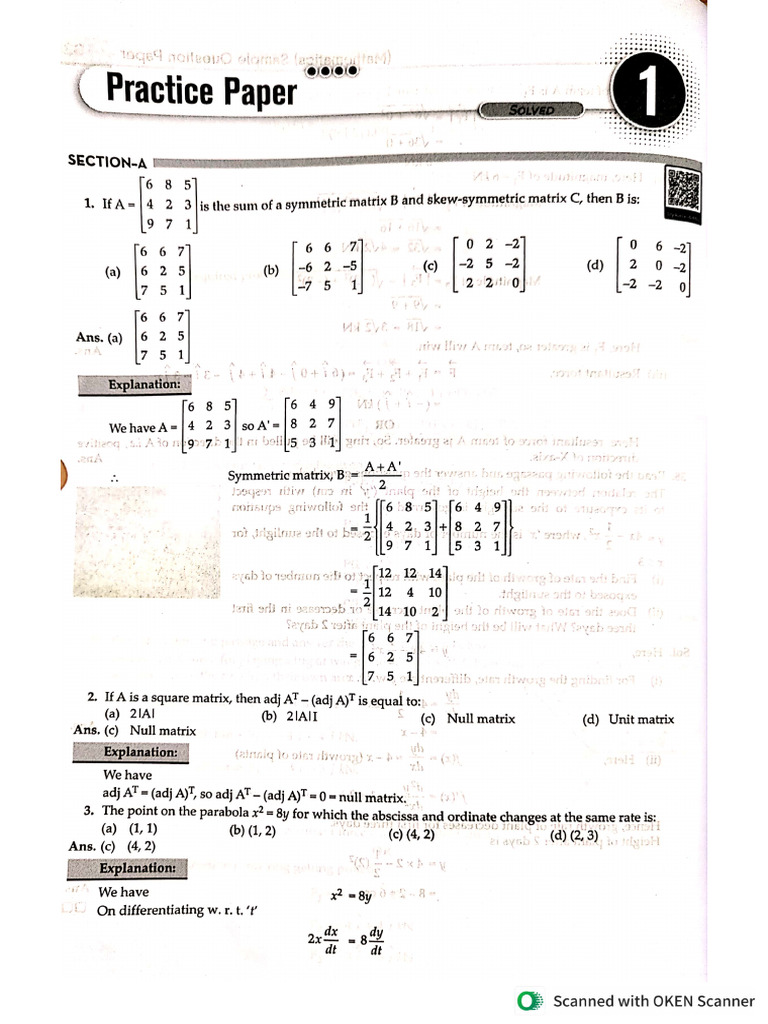 Maths Practice Paper 1 | PDF