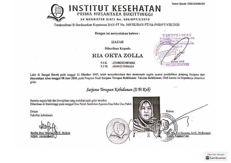 Ria Okta Zolla Ijazah | PDF