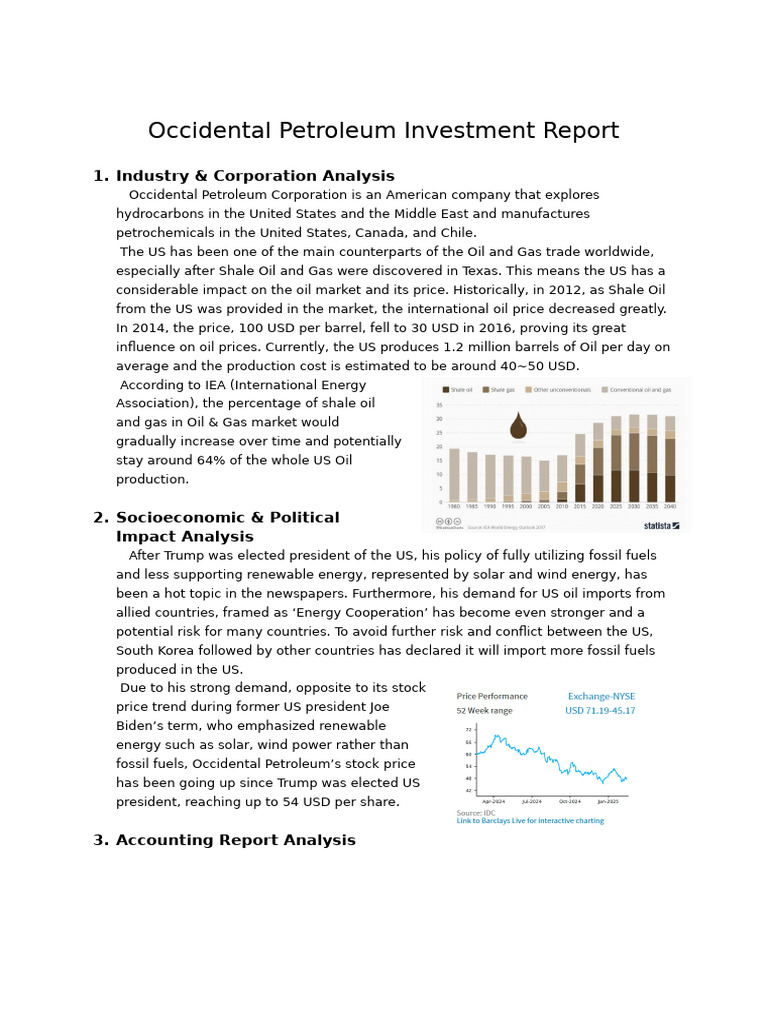 Occidental Petroleum Investment Report | PDF | Cost Of Living | Petroleum