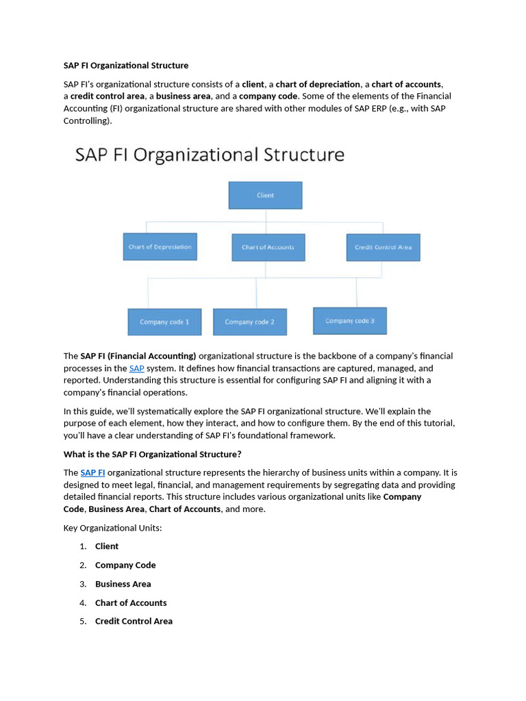 SAP FI Organizational Structure | PDF | Accounting | Organizational ...
