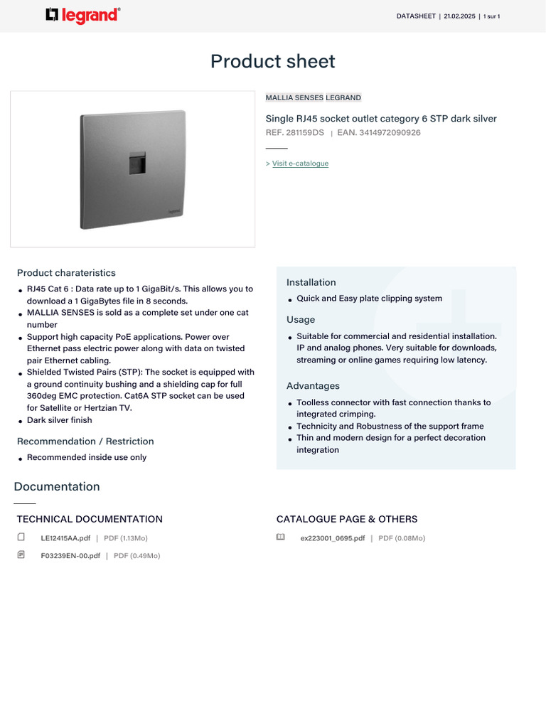 281159DS ProductSheet | PDF