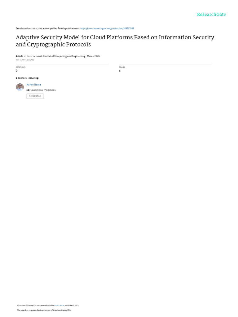 Adaptive Cloud Security Model Overview | PDF | Security | Computer Security