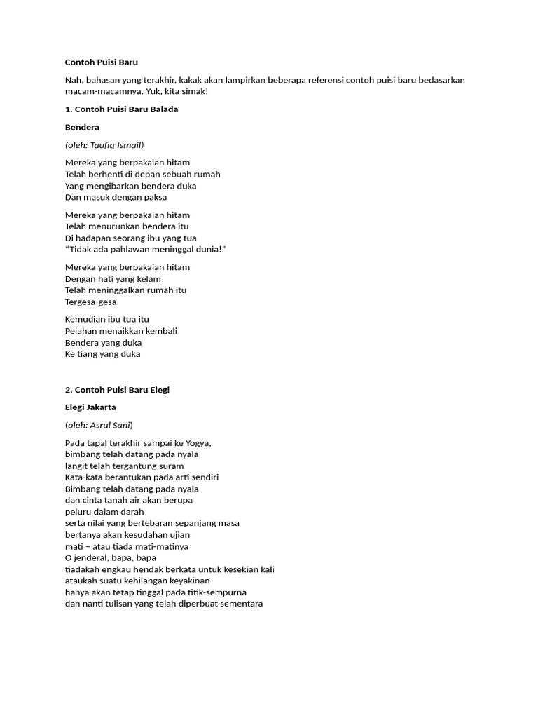 Contoh Puisi Baru | PDF