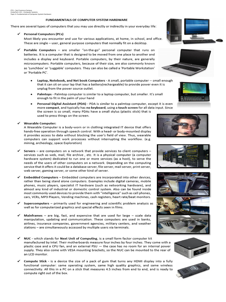 CompTech 122 Topic 4. Fundamentals of Computer Hardware System | PDF ...