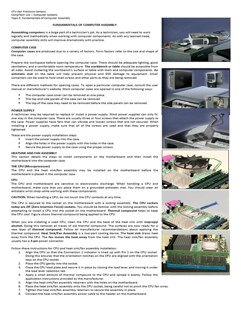 CompTech-122-Topic-5.-Fundamentals-of-Computer-Assembly | PDF ...