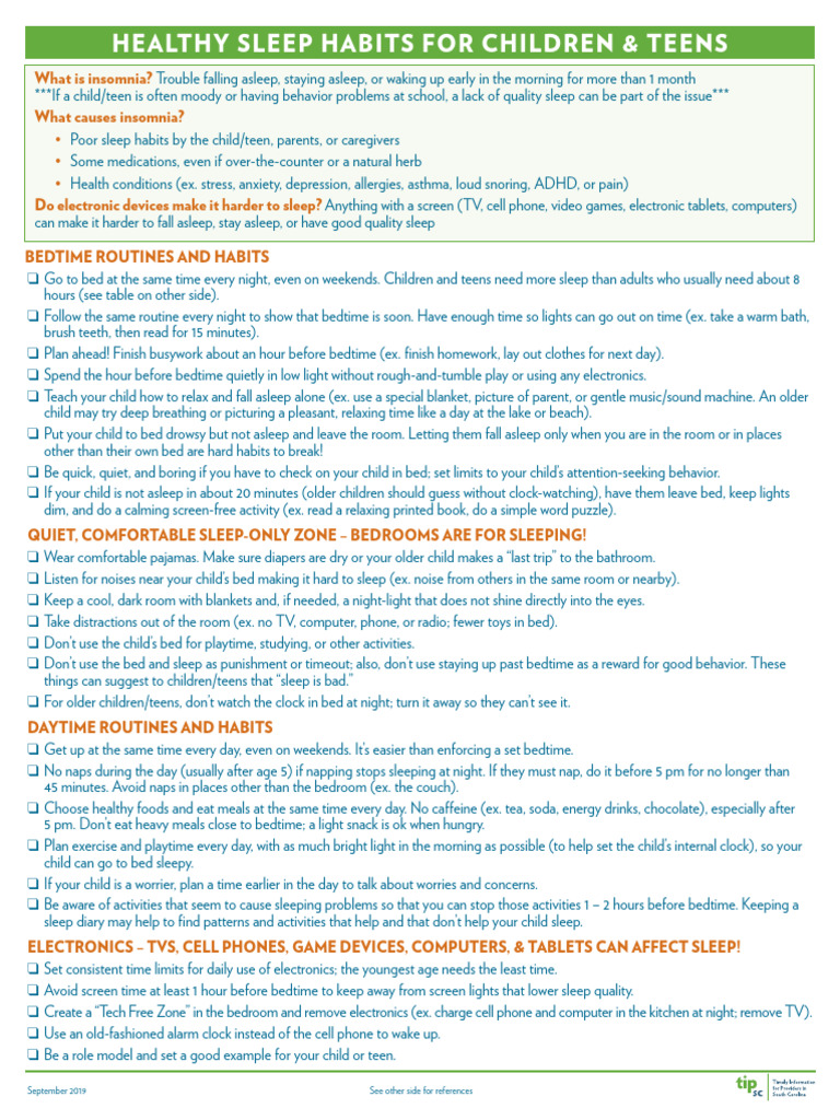 Healthy Sleep Habits Handout Children 06 | PDF | Sleep | Insomnia