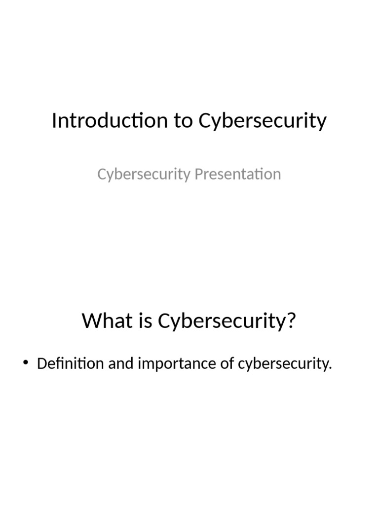 Introduction To Cybersecurity Pdf