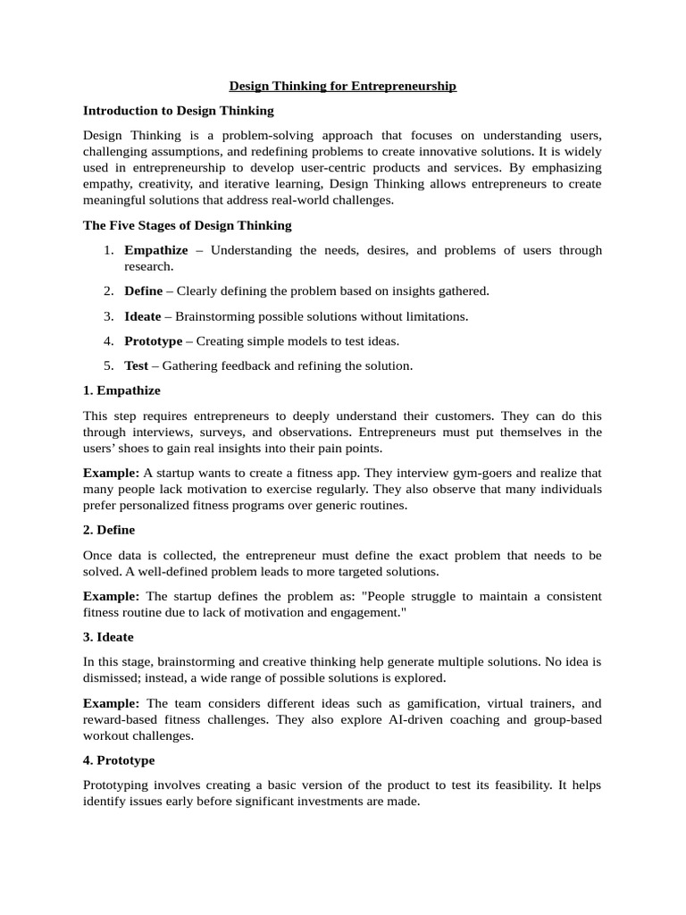 Design Thinking For Entrepreneurship | PDF | Design Thinking ...