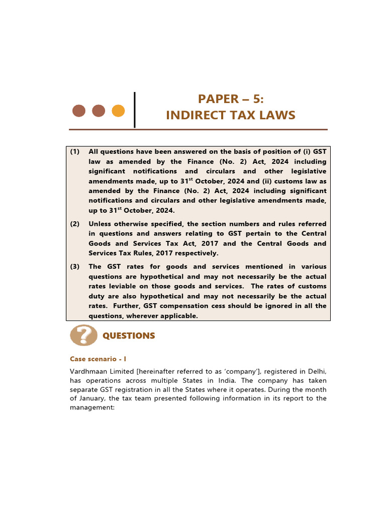 CA Final IDT RTP May 2025 Overview | PDF | Value Added Tax | Taxes
