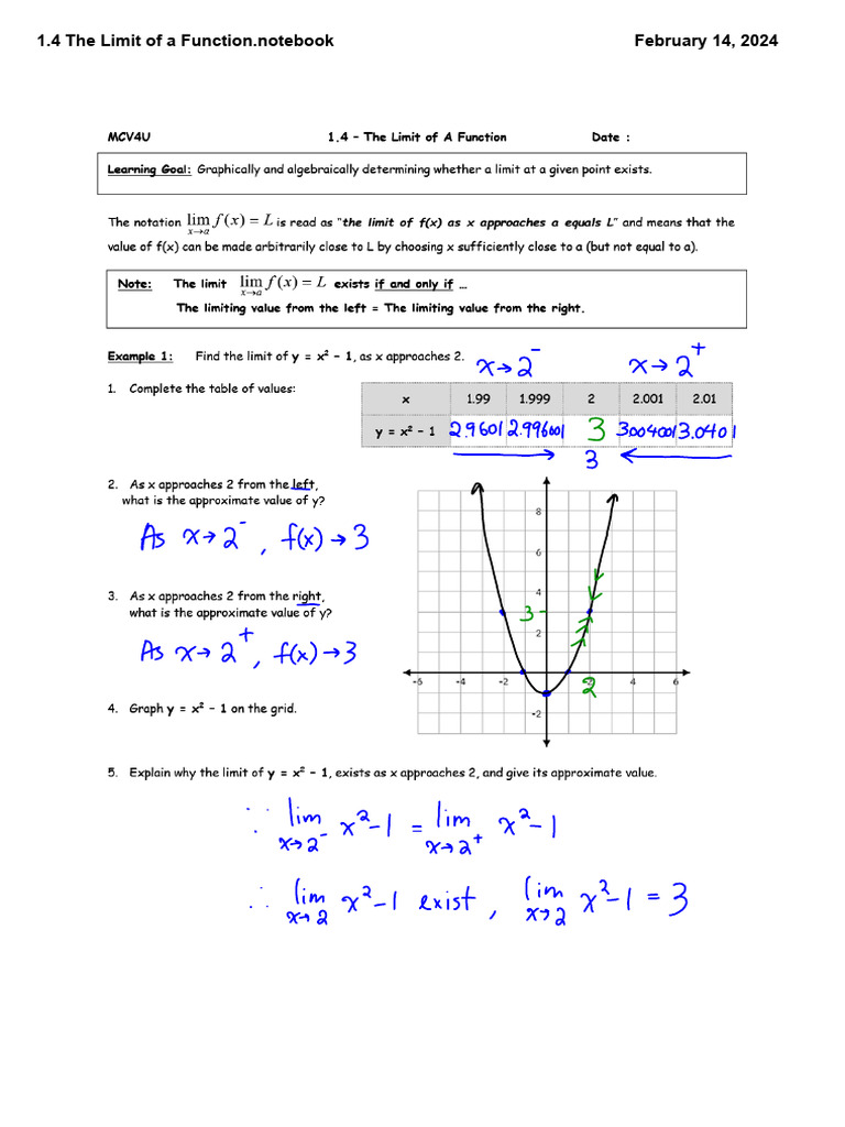 1.4 Limits of A Function | PDF