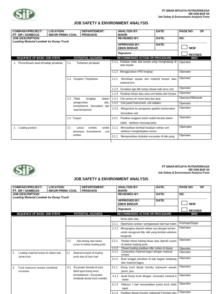 SIP JSEA Loading Material Lembek Ok+ | PDF | Wheeled Vehicles | Land Vehicles