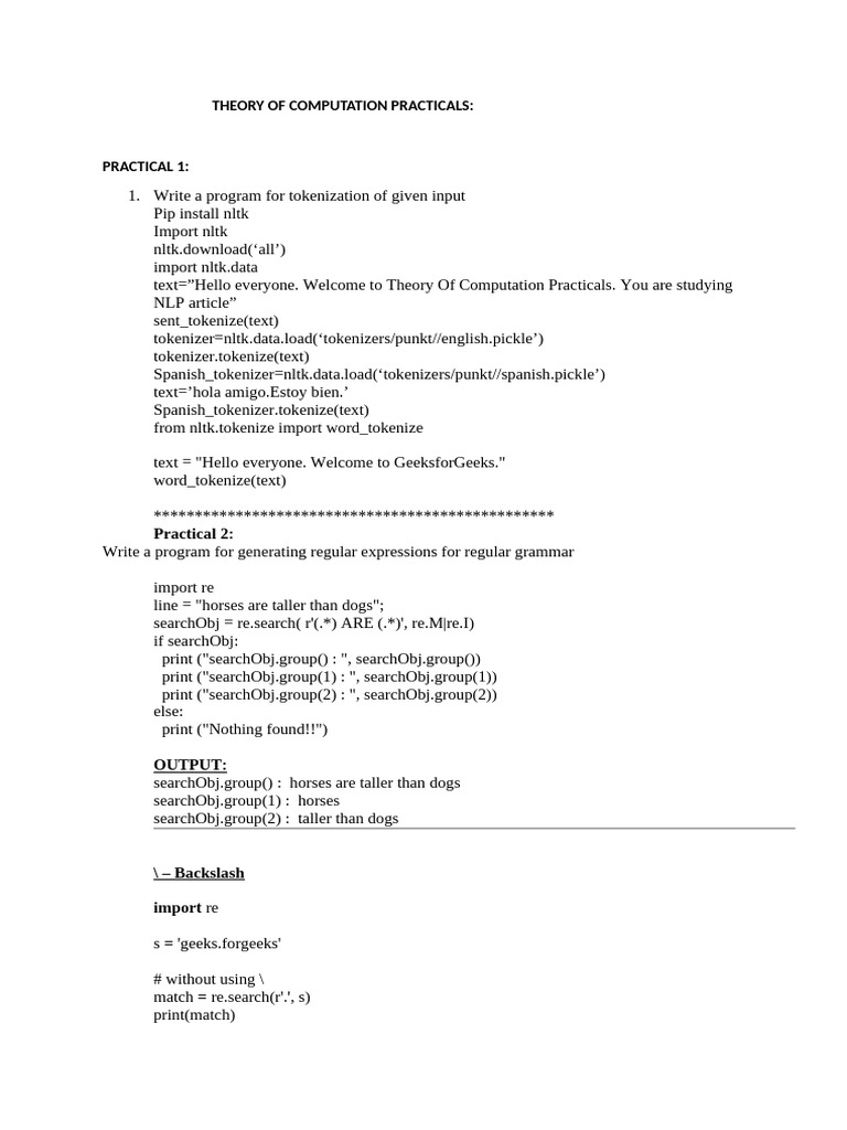 Theory of Computation Practicals-1 | PDF | Numbers | Boolean Data Type