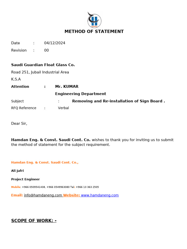 147-MOS FOR REMOVING AND REINSTALLATION OF SIGN BOARD | PDF