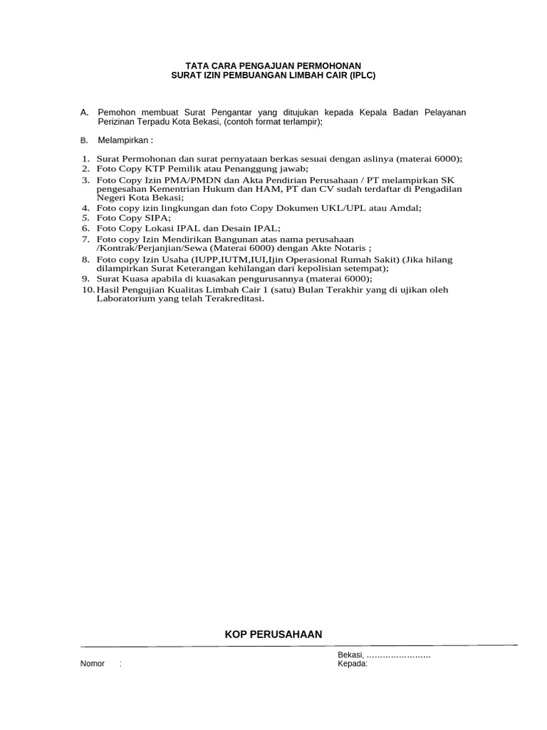 PERMOHONAN IPLC NEW (BEKASI) Ok | PDF