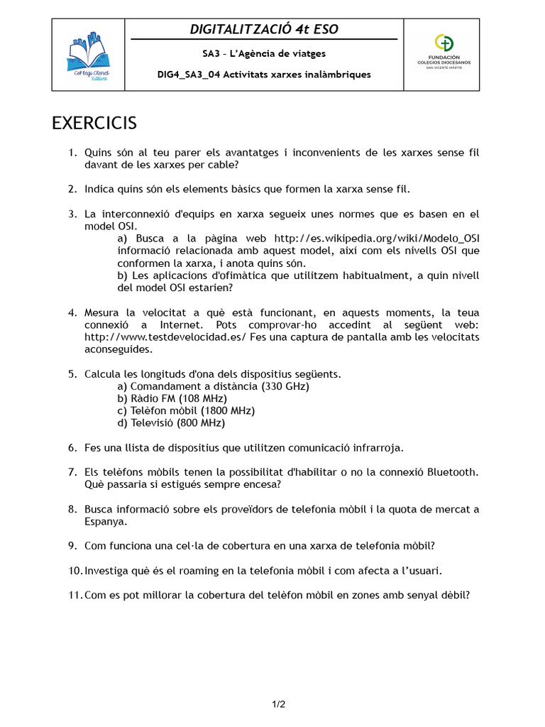DIG4 - SA3 - 04 Activitats Connexions Inalàmbriques | PDF