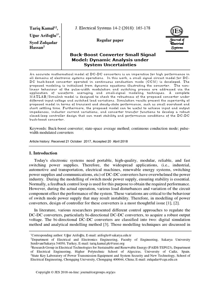 Small-Signal Model of Buck-Boost Converter | PDF | Electrical Network ...