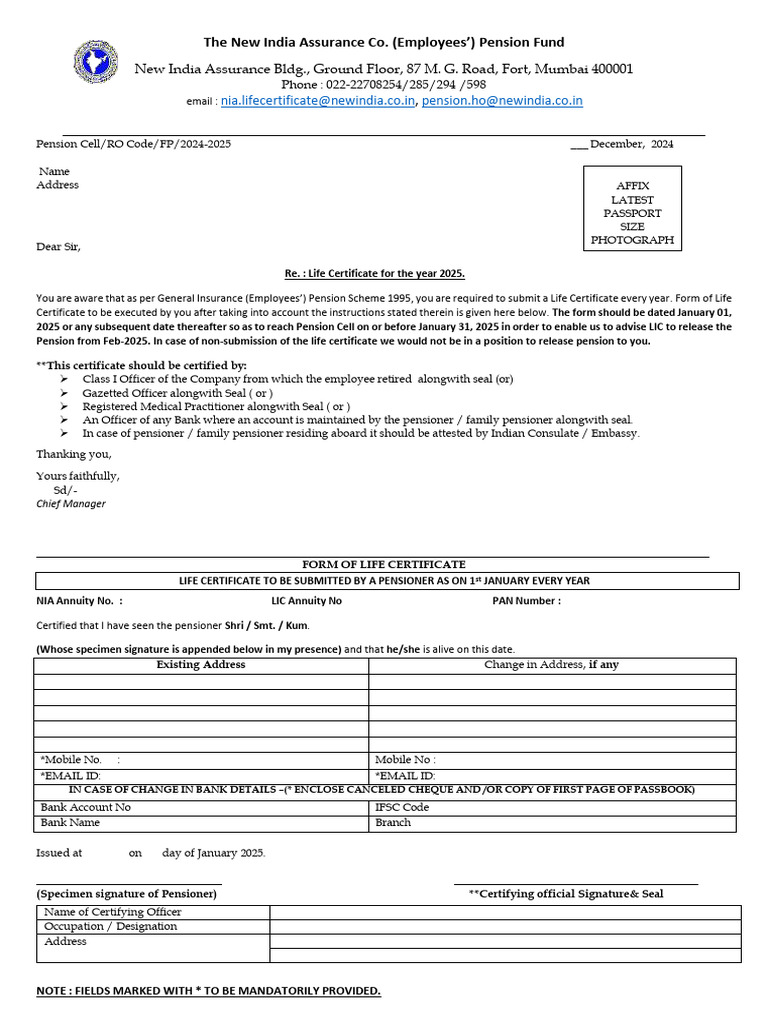Life Certificate Submission for 2025 | PDF | Financial Services