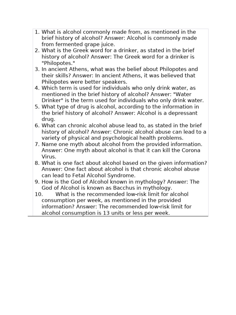 Alcohol Consumption: Myths and Facts | PDF