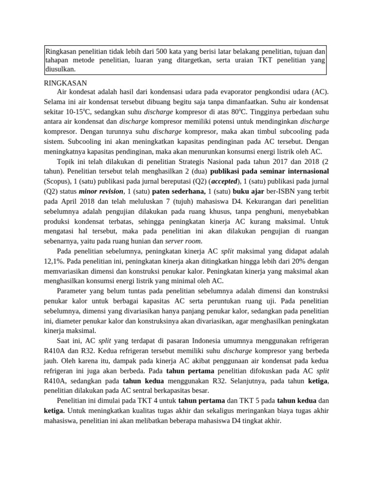 Contoh Proposal Penelitian Terapan Kompetitip Nasional | PDF