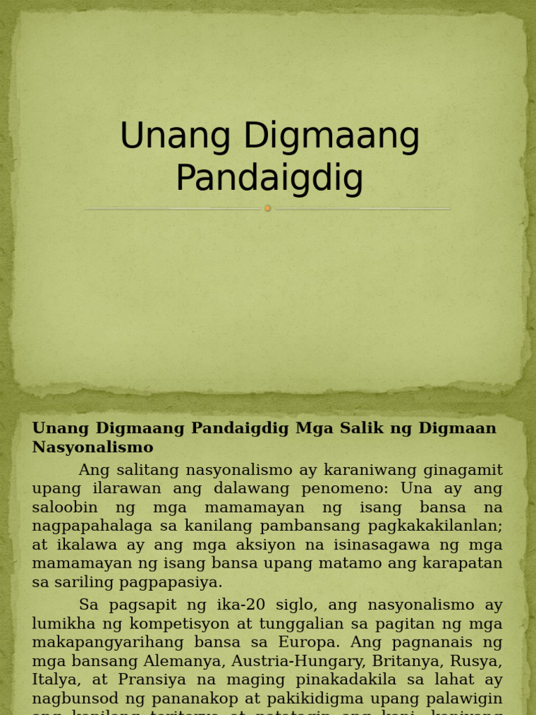 Unang Digmaang Pandaigdig (1) | PDF