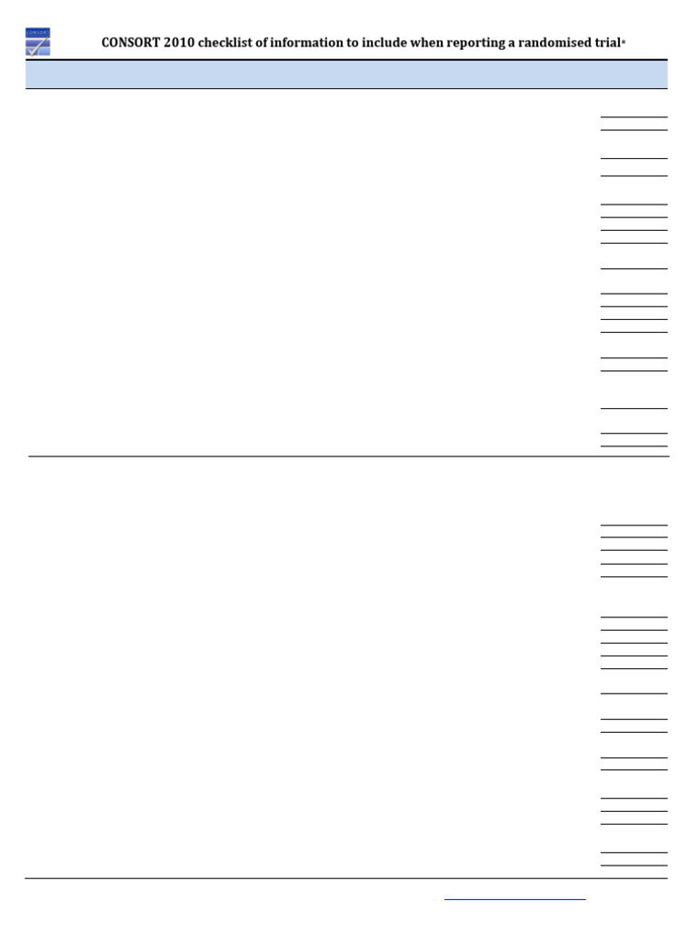 CONSORT 2022 Checklist for Harms | PDF | Randomized Controlled Trial ...