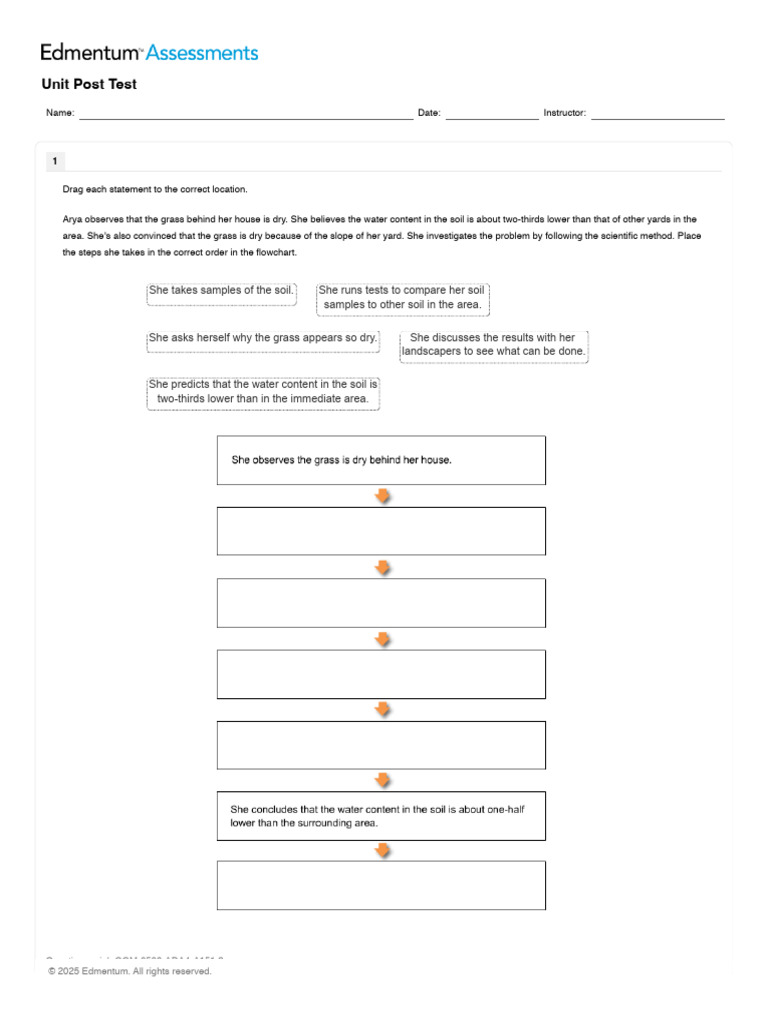 Edmentum - Unit 1 Post Test | PDF | Molecules | Evaporation