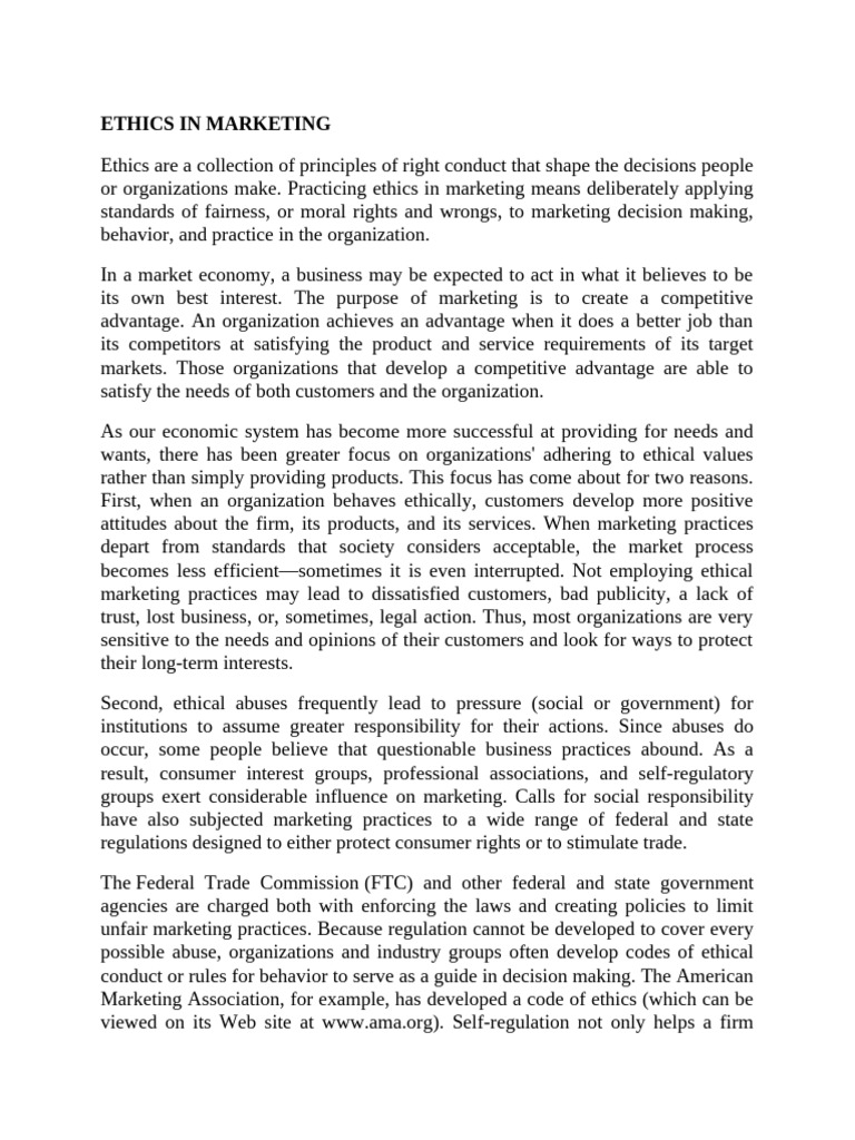 Ethical Practices in Marketing | PDF | Marketing | Price Discrimination