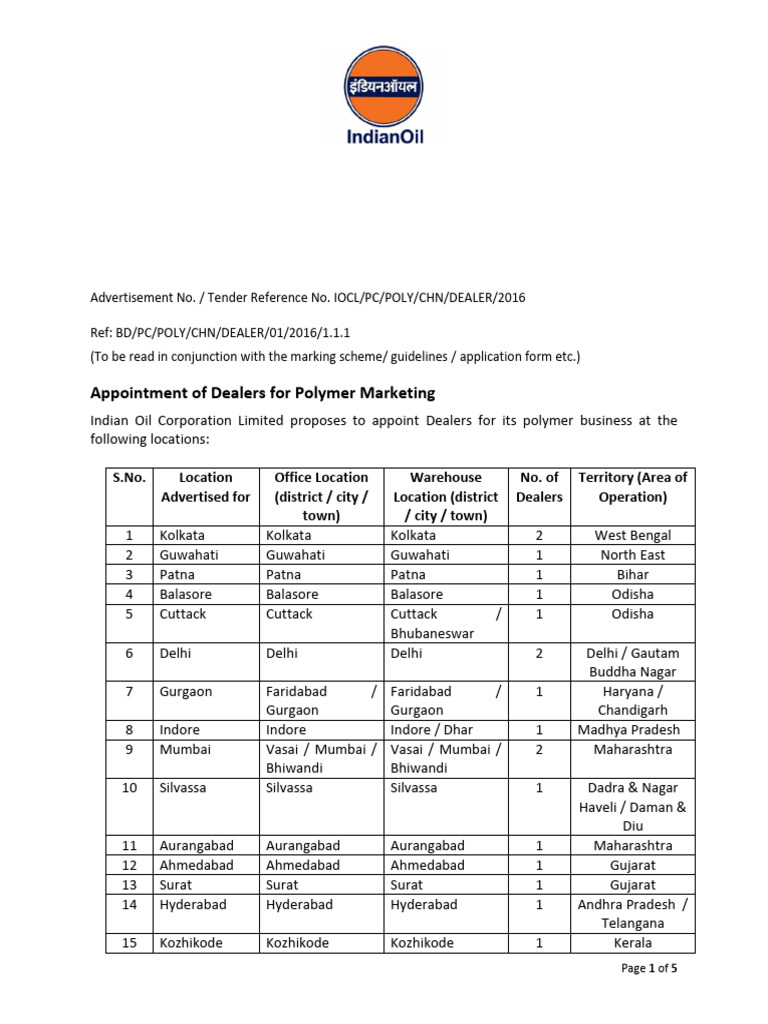 IOCL Polymer Dealer Appointment Notice | PDF | Limited Liability ...