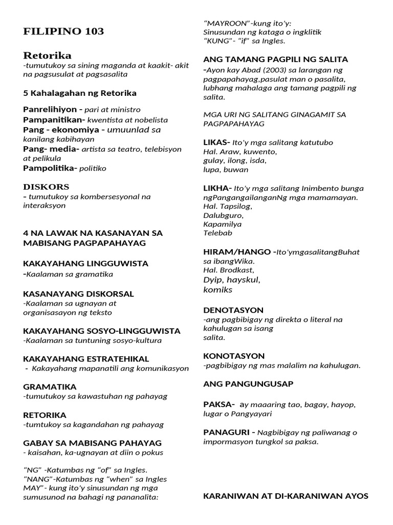 FILIPINO-103 | PDF