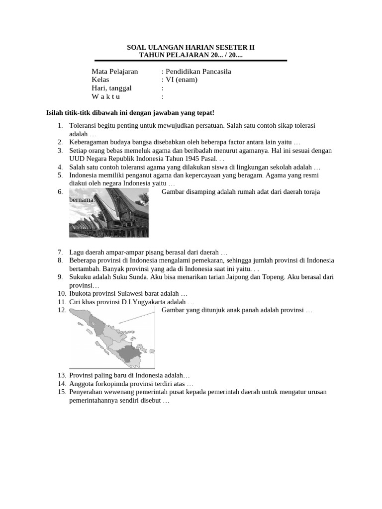 UH PKN KELAS 6 | PDF