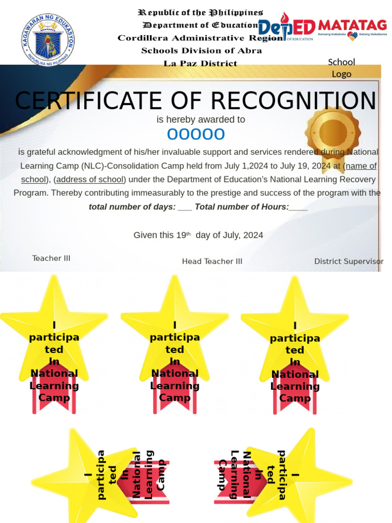 Nlc-Cert-For Teacher-Learner | PDF